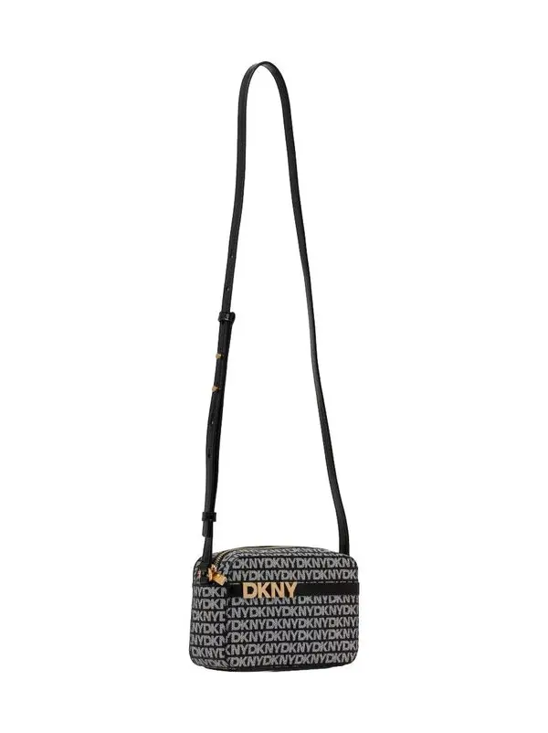 Dkny Avril Cross Body Bag With All-over Logo Print - Black