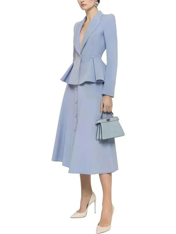 NISSA Button-detailed Midi Skirt - Blue