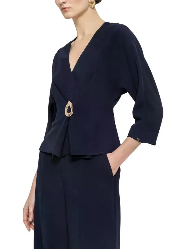 NISSA V-neck Blouse - Blue