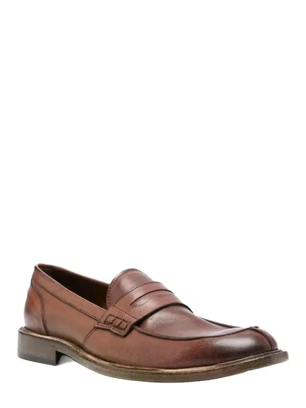 FRANCO FEDELE Leather Penny Loafers - Brown