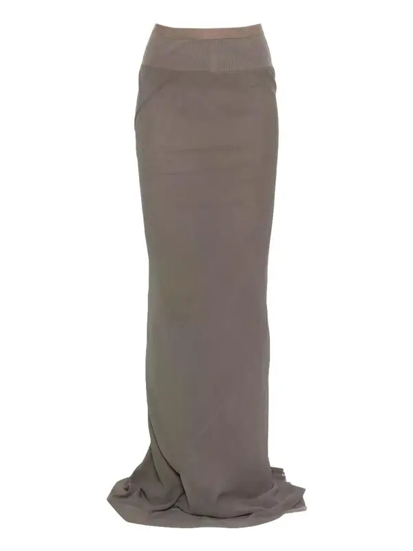 Rick Owens Ribbed Trim Maxi Skirt - Grey