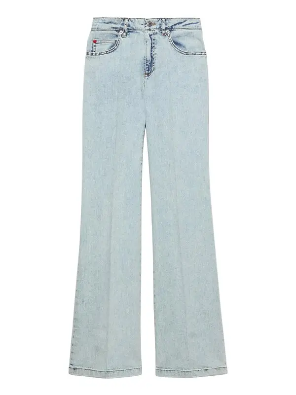 Max & Co. Acid Wash Flared Jeans - Blue