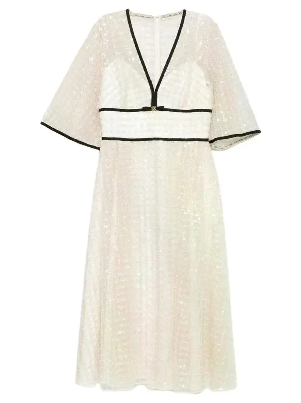 Elie Saab V-neck Embellished Dress - Neutrals
