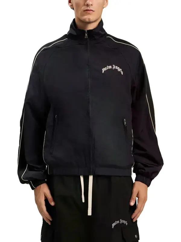 Palm Angels Logo Striped Windbreaker - Black