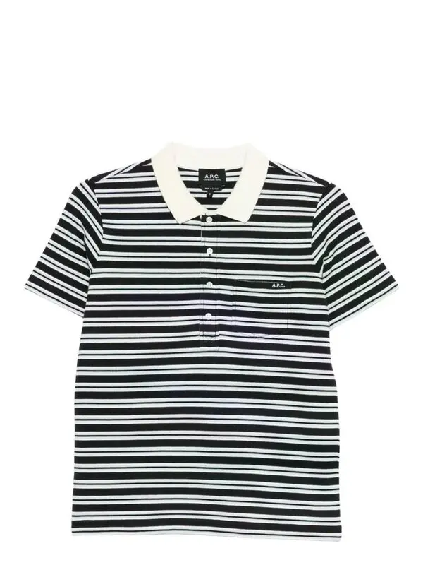 A.p.c. Striped Polo With Chest Pocket - Blue