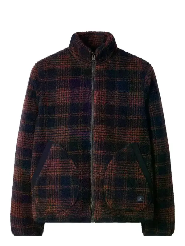 Paul Smith Plaid Fleece Zip Jacket - Blue