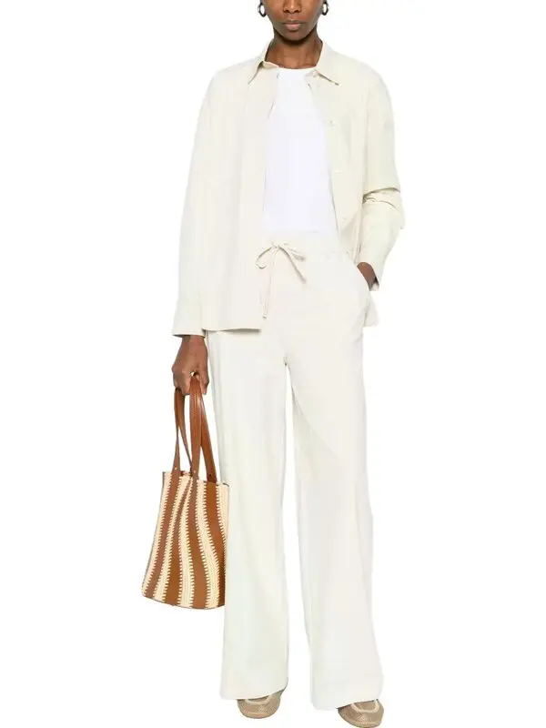 Max Mara Long Sleeve Shirt With Classic Collar And Curved Hem - Neutrals
