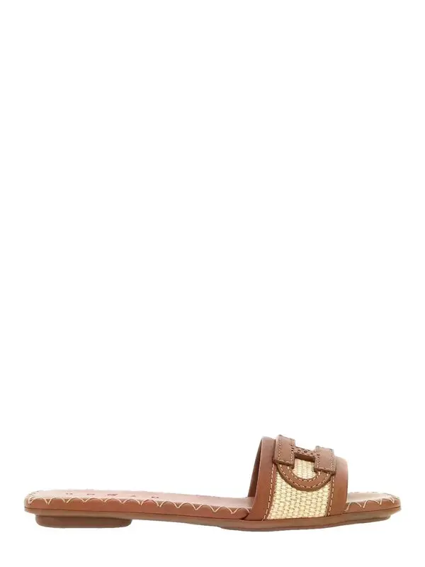 Hogan Woven Logo-detail Flat Sandals - Brown