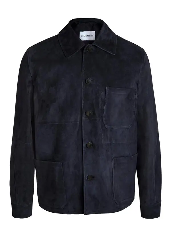 Givenchy Patch Pocket Suede Overshirt - Navy