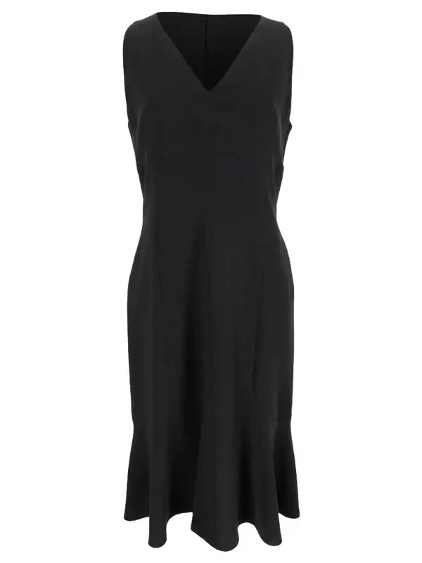 Max Mara V-neck Sleeveless Midi Dress - Black