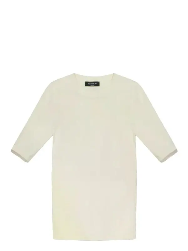 Fabiana Filippi Knitted T-shirt With Tulle Trim - Neutrals