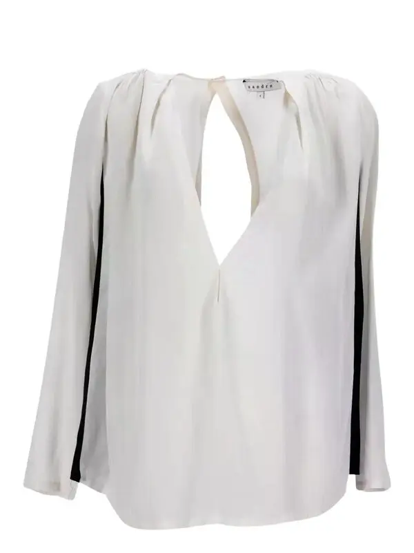 Sandro V-neck Blouse With Back Cut-out Detail - Grey