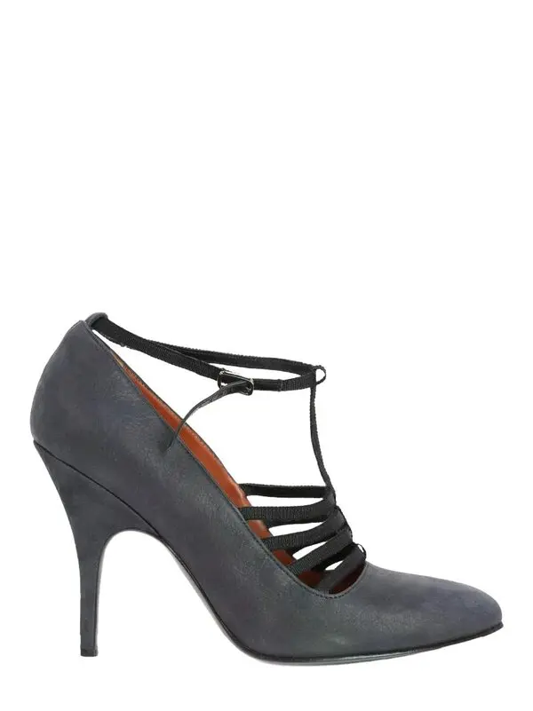 LANVIN Leather Stiletto Heel Strappy Pumps - Grey