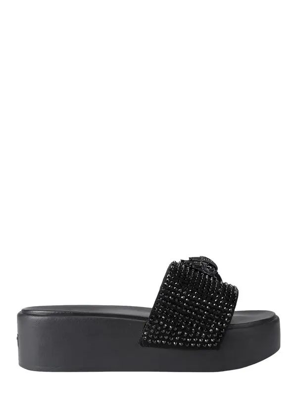 Kurt Geiger Meena Eagle Embellished Platform Slides - Black