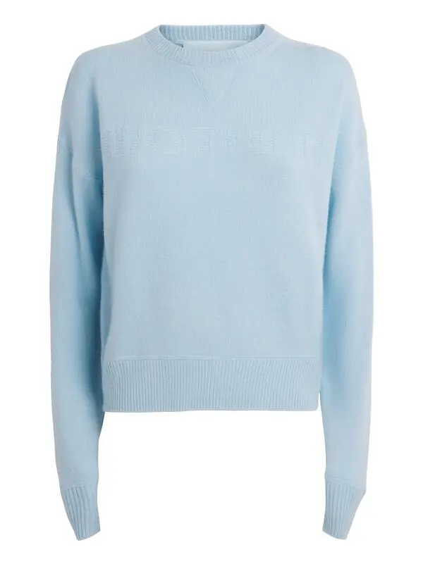 MOTHER Cashmere Logo Crew Neck Sweater - Blue