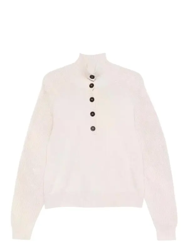 Eric Bompard High-neck Buttoned Sweater - Neutrals