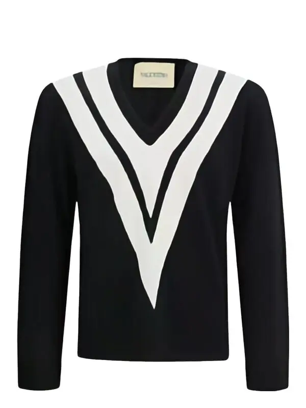 Valentino Garavani V-neck Long-sleeve Sweater With Contrasting Inserts - Black