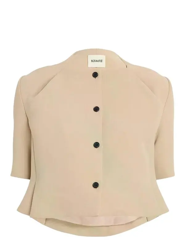 Khaite Franc Button Short Sleeve Jacket - Neutrals