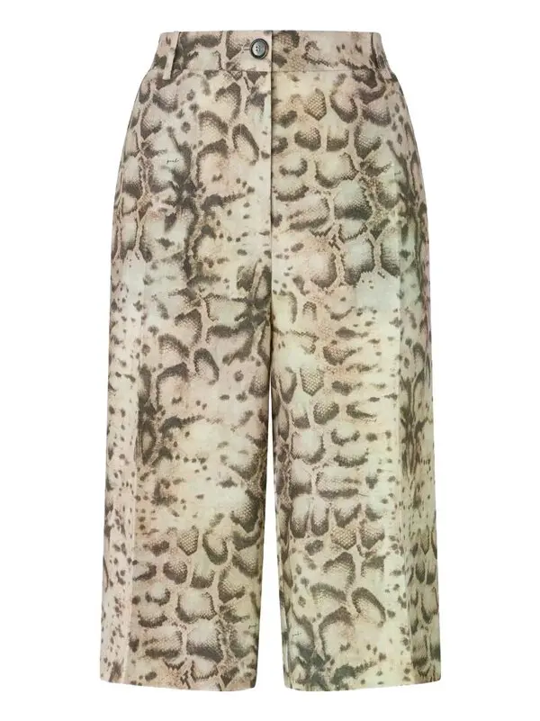 Pinko Snake Print Linen Shorts - Neutrals