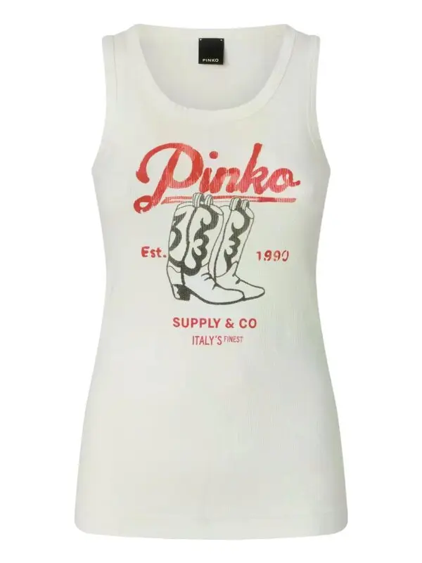 Pinko Graphic Print Sleeveless Tank Top - Neutrals