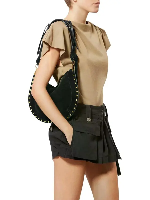 Isabel Marant Étoile Oskin Soft Studded Half-moon Shoulder Bag - Black