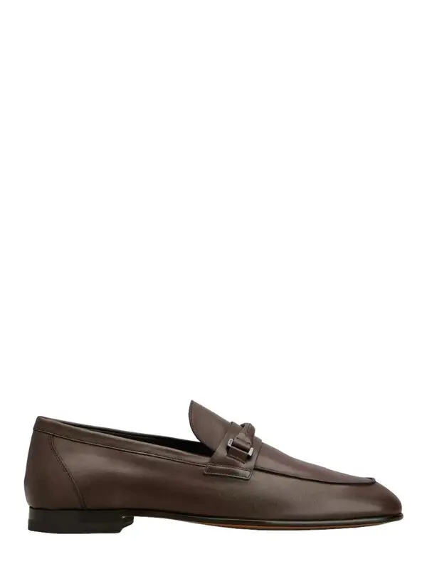 TOD'S Strap Leather Loafers - Brown
