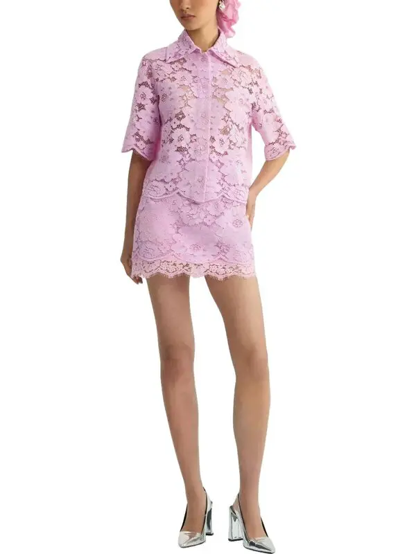 PATOU Lace Mini Fitted Skirt - Pink