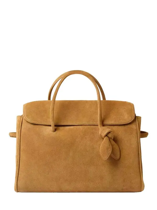 Jacquemus Turismo Suede Tote Bag With Bow Detail - Neutrals