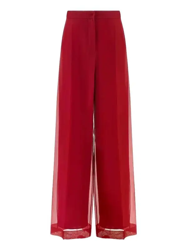 Max Mara Silk Wide Leg Trousers - Red