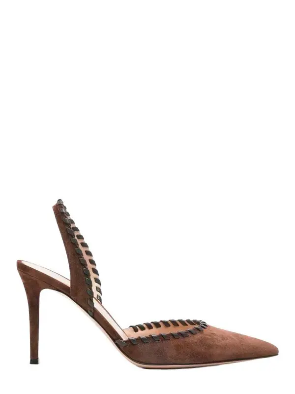 GIANVITO ROSSI Zaira Braided Slingback Pumps - Brown