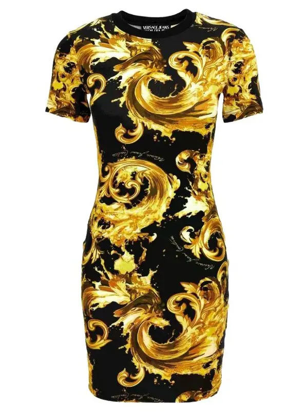 Versace Baroque Print Mini Dress - Black