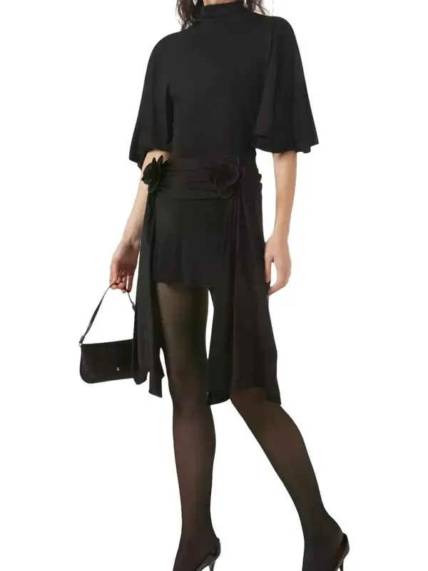 David Koma 3d Lace Flower Jersey Mini Dress - Black