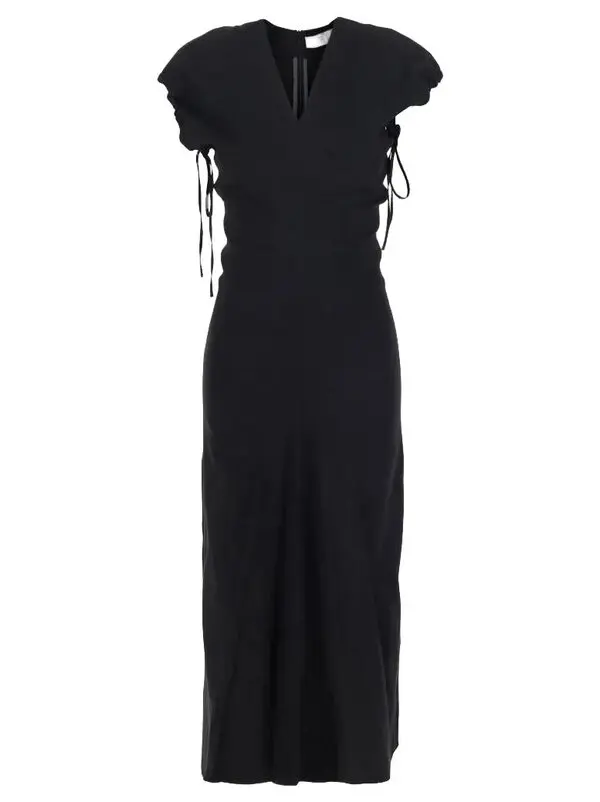TELA Maxi Dress With Tie Detail - Black