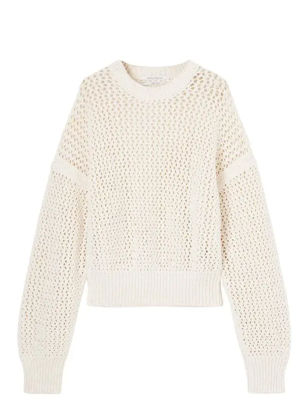 Another Tomorrow Open-knit Cotton Sweater - Neutrals