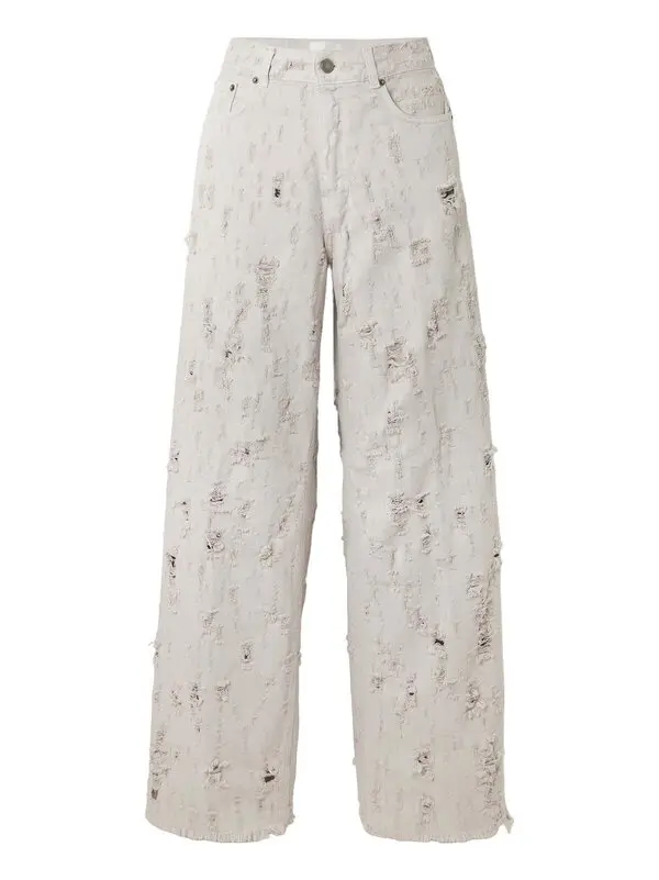 HAIKURE Bethany Destroy Distressed Mid-rise Wide-leg Jeans - Gray