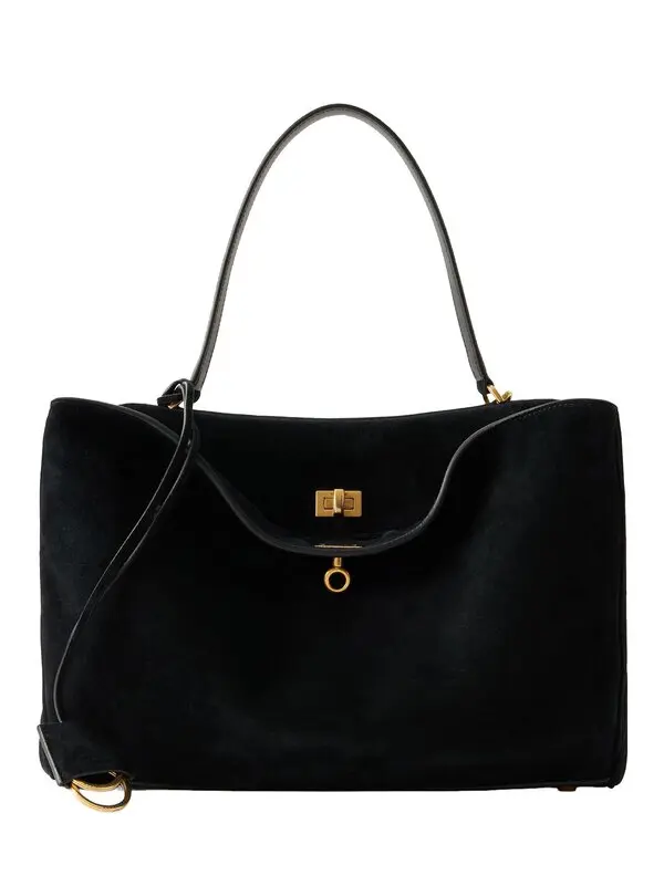Balenciaga Rodeo Suede Shoulder Bag - Black