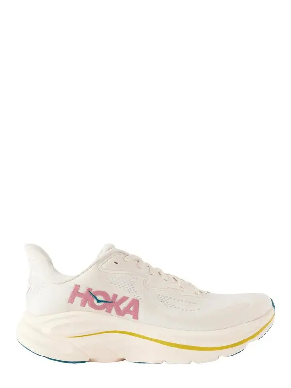 Hoka One One Clifton 10 Rubber-trimmed Jacquard-mesh Sneakers - Neutrals