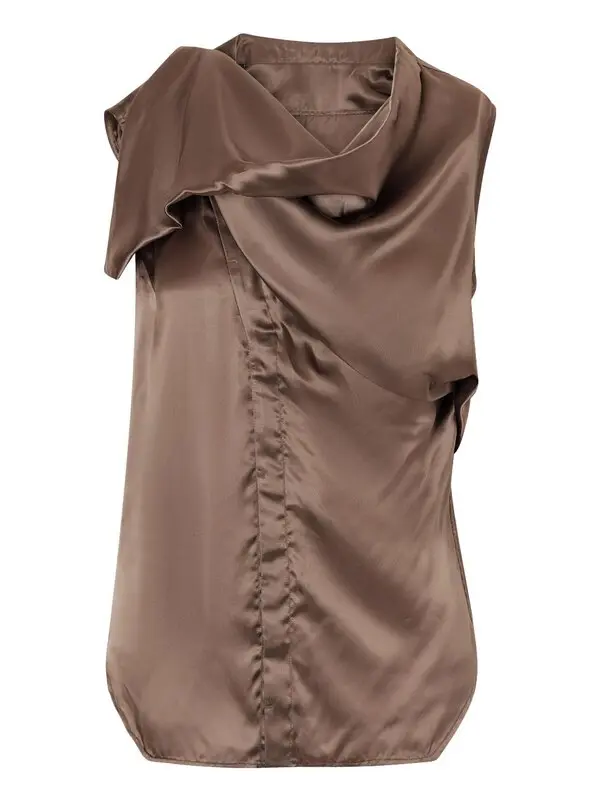 Rick Owens Draped Satin Sleeveless Top - Gray