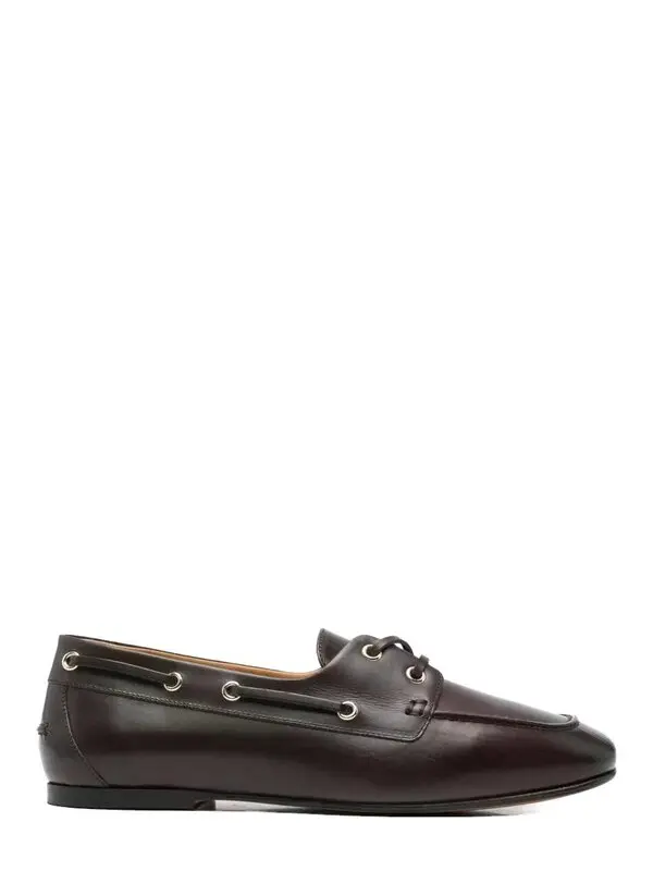 HENDERSON BARACCO Paola Eyelet Lace-up Boat Shoes - Brown