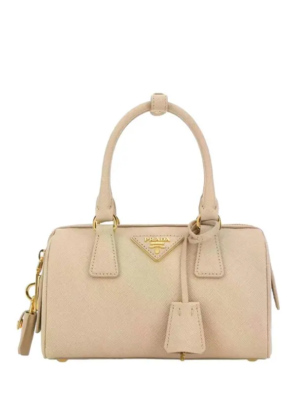 Prada Leather Top Handle Bag - Neutrals
