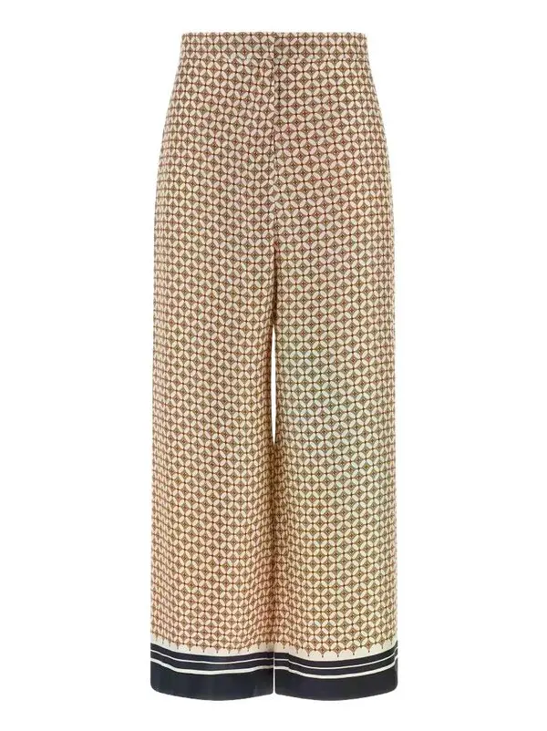 Max Mara Wide Leg Geometric Print Trousers - Neutrals
