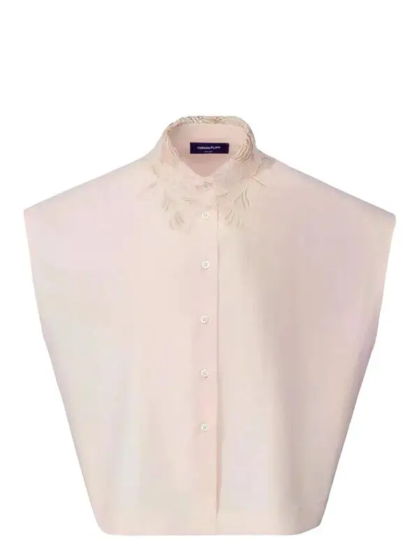 Fabiana Filippi Lace Detail Mandarin Collar Sleeveless Shirt - Pink