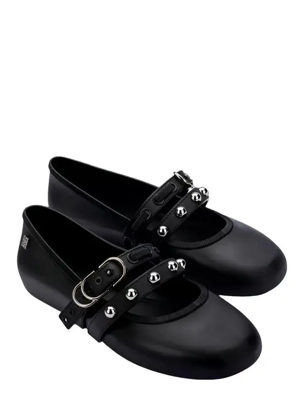 Melissa Studded Buckle Ballet Flats - Black
