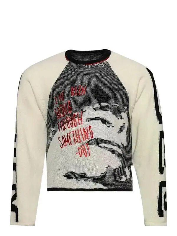 RRR123 Graphic Knit Jumper - Neutrals