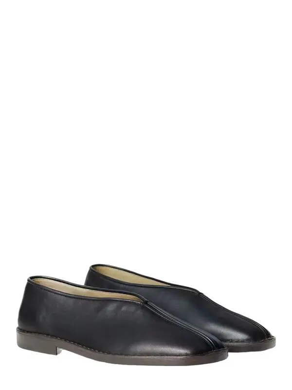 LEMAIRE Slip-on Nappa Lamb Leather Loafers - Black