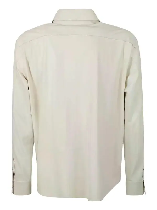 Zegna Buttoned-up Pocket-detail Leather Shirt - Neutrals