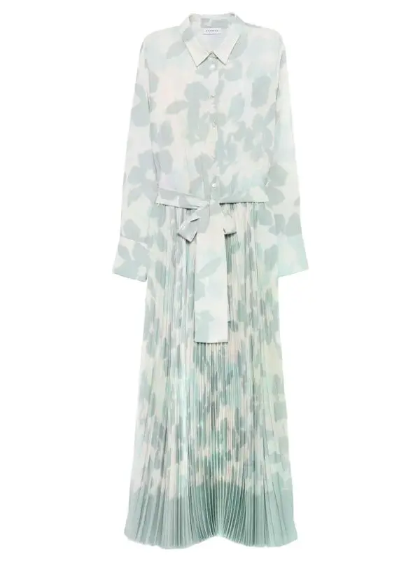 ROSSO 35 Floral Print Pleated Midi Shirt Dress - Neutrals