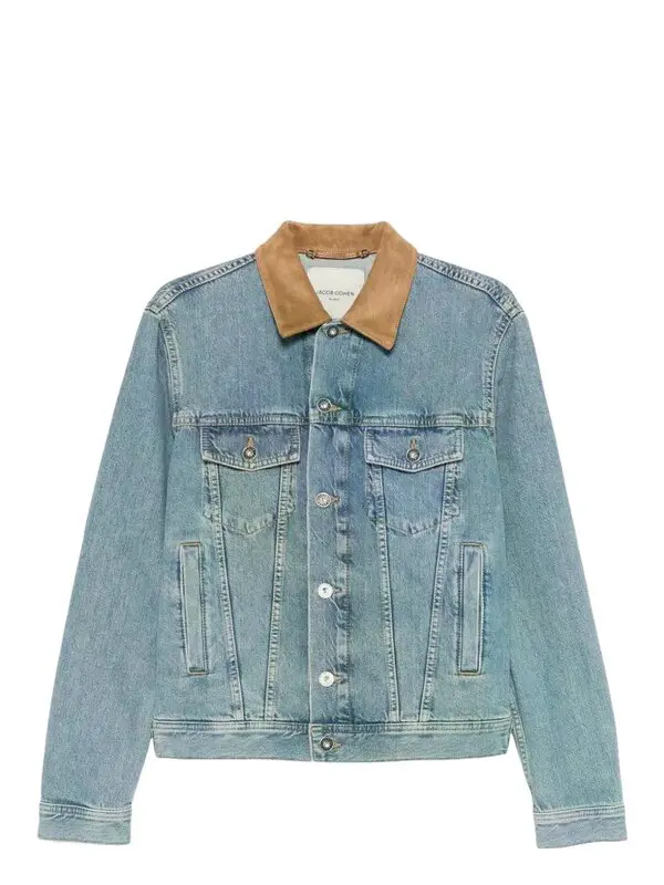 Jacob Cohen Leather-collar Jacket - Blue