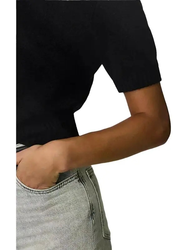 TOCCIN Elsie Short-sleeved Pullover Sweater - Black