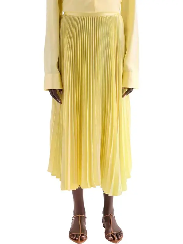 JIL SANDER Pleated Midi Skirt - Yellow